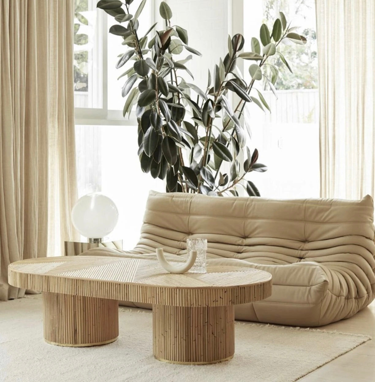 New Palmera Coffee Table – Natural Wood & Rattan – Casachicstore