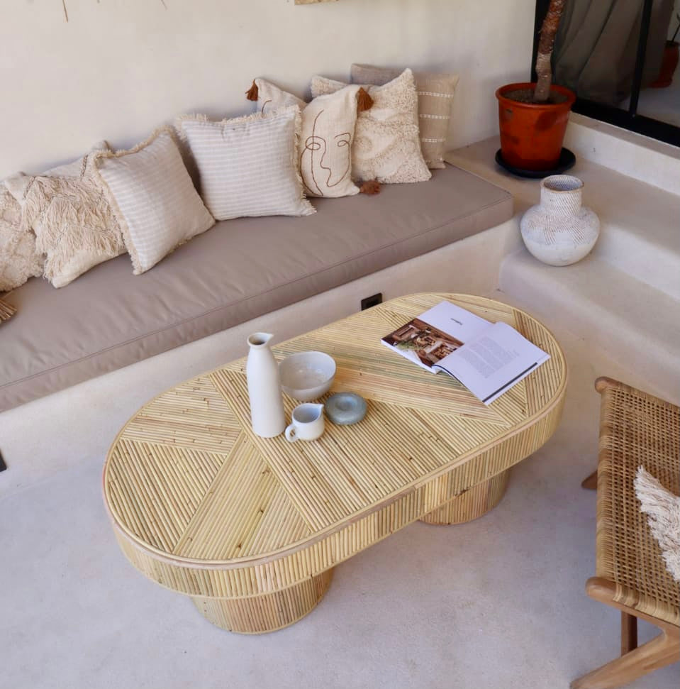 New Palmera Coffee Table – Natural Wood & Rattan – Casachicstore