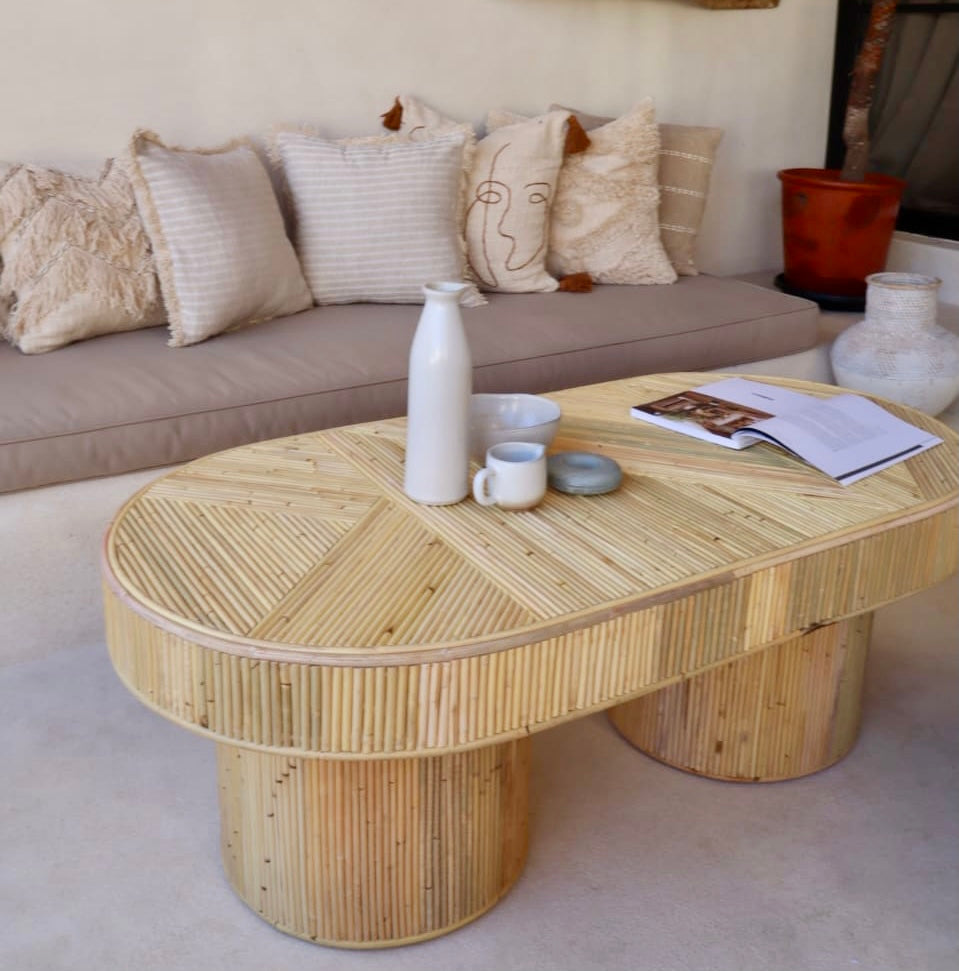 New Palmera Coffee Table – Natural Wood & Rattan – Casachicstore