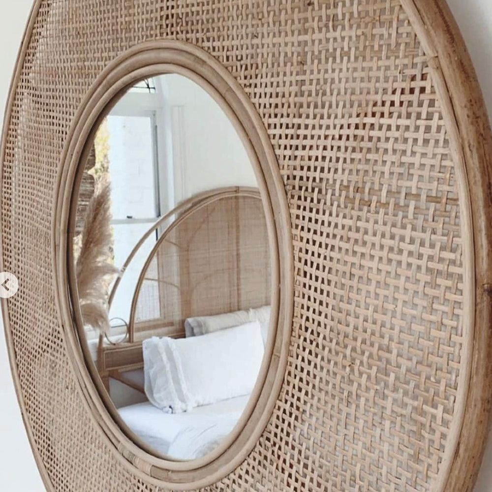 Eline Round Rattan Mirror - Natural | Stylish Home Decor Accent ...